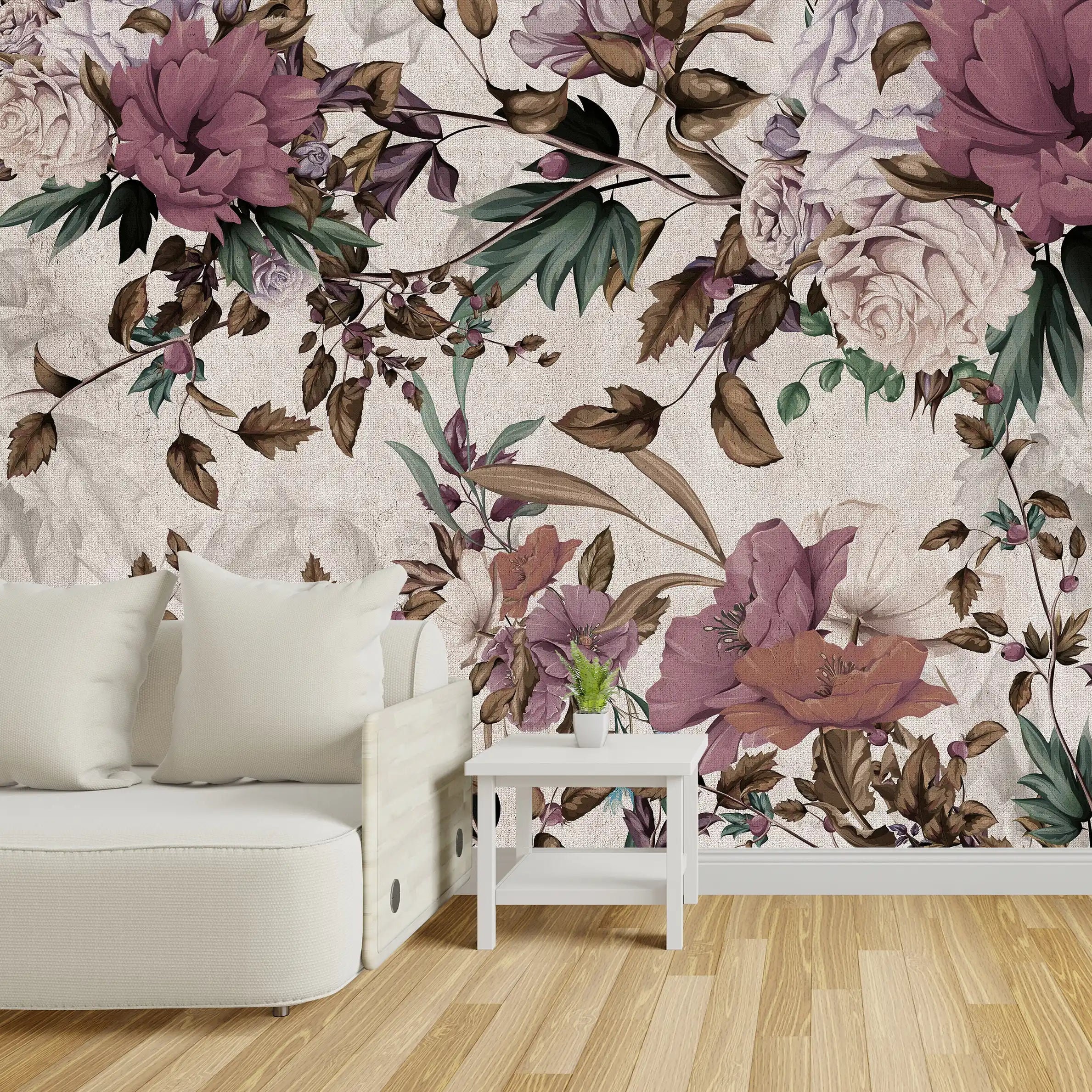 Peel and Stick Wallpaper Floral Large Purple Flowers Design, Adhesive ...