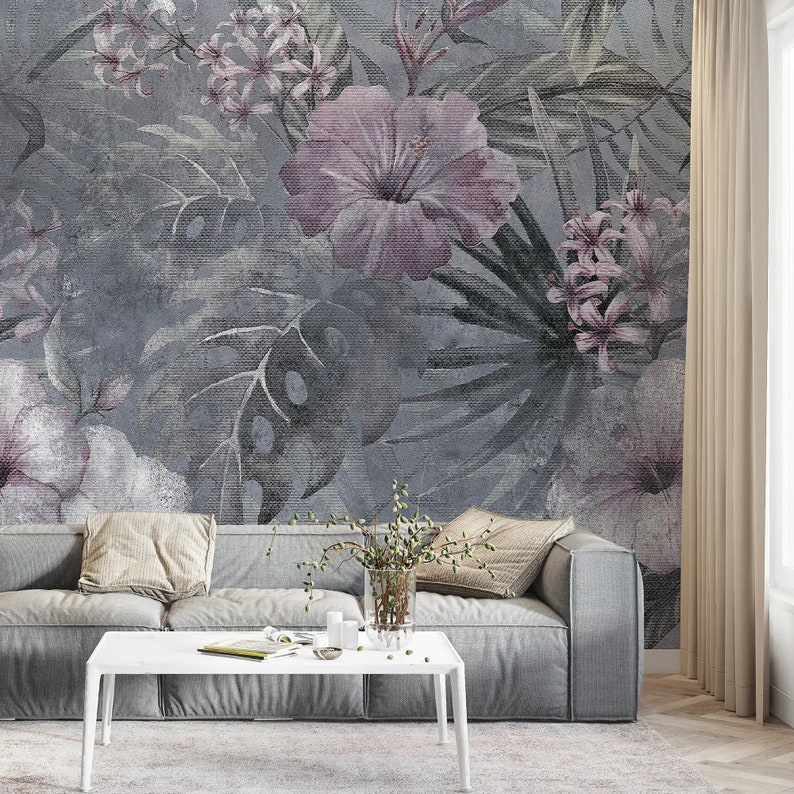 Vibrant Floral Peelable Stickable Wallpaper Transform Your Living Room ...