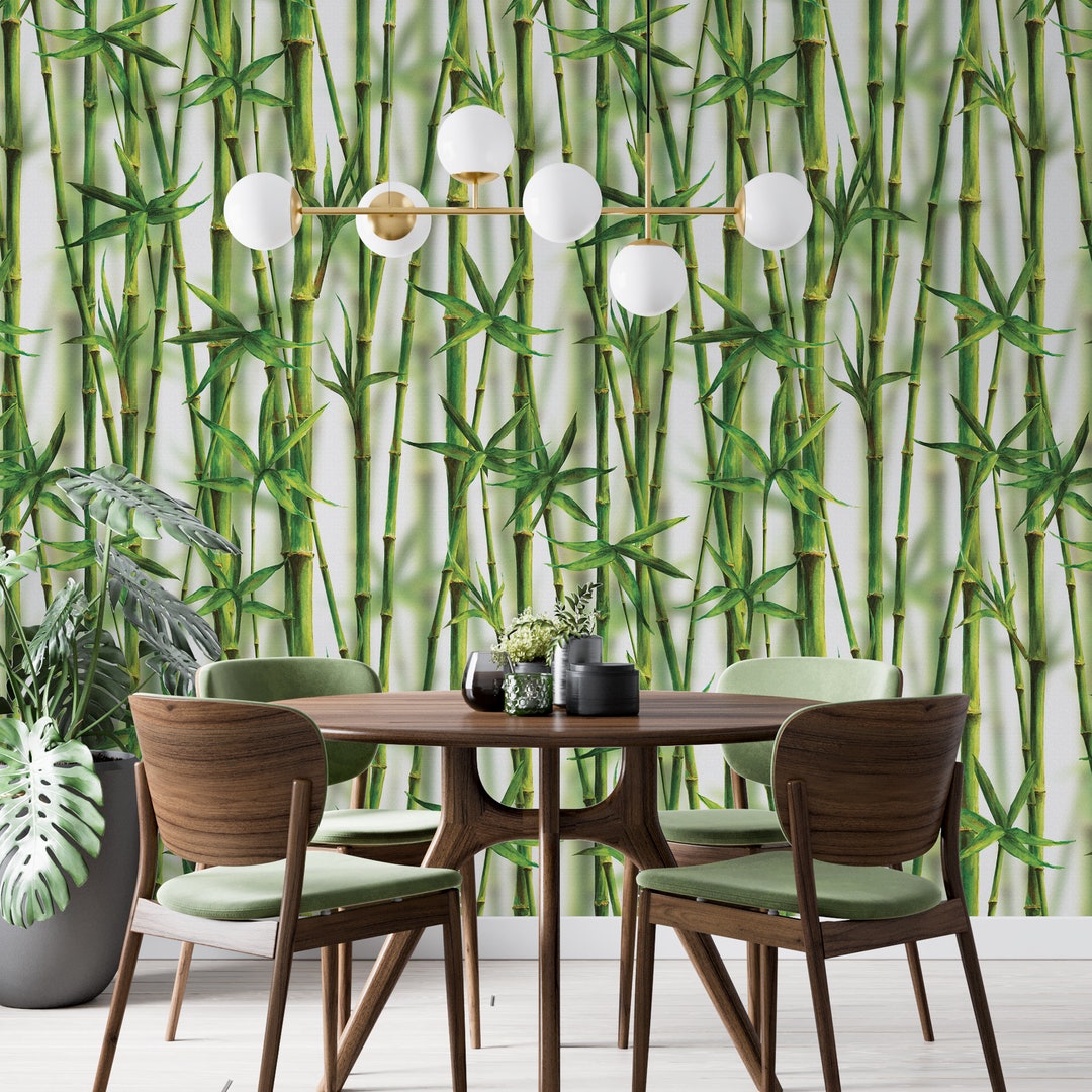 Boho Bamboo Forest Wallpaper Peel and Stick Temporary Wall Murals for ...
