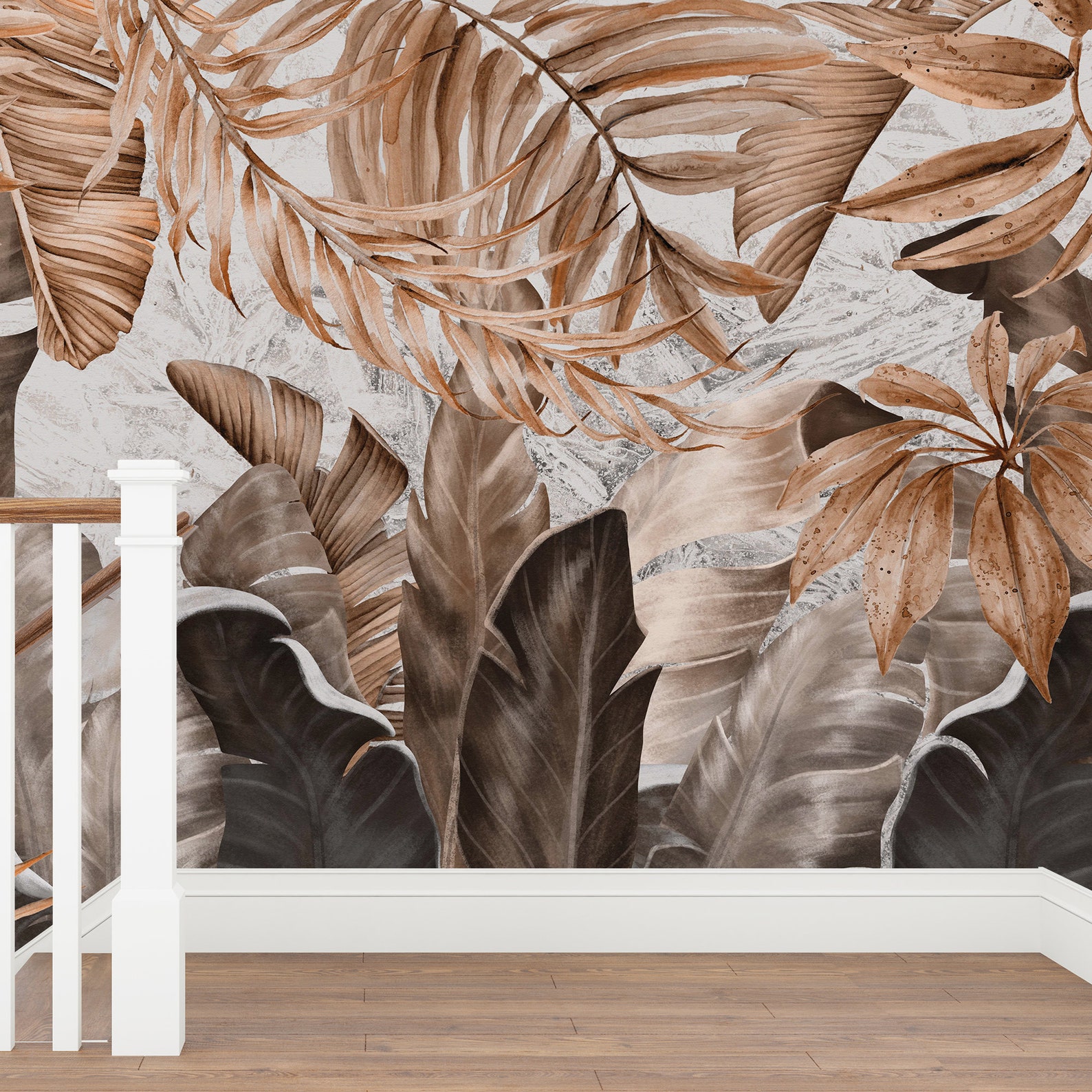 Tropical Wallpaper Exotic Leaf Pattern Wall Decor, Peel and Stick ...