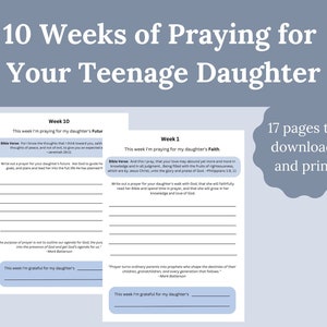 Teenage Daughter Prayer Guide: 10 Week Journal (printable PDF) - Etsy