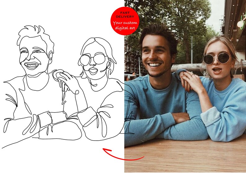 Custom One Line Drawing Simple Line Art Commission Portrait - Etsy ...