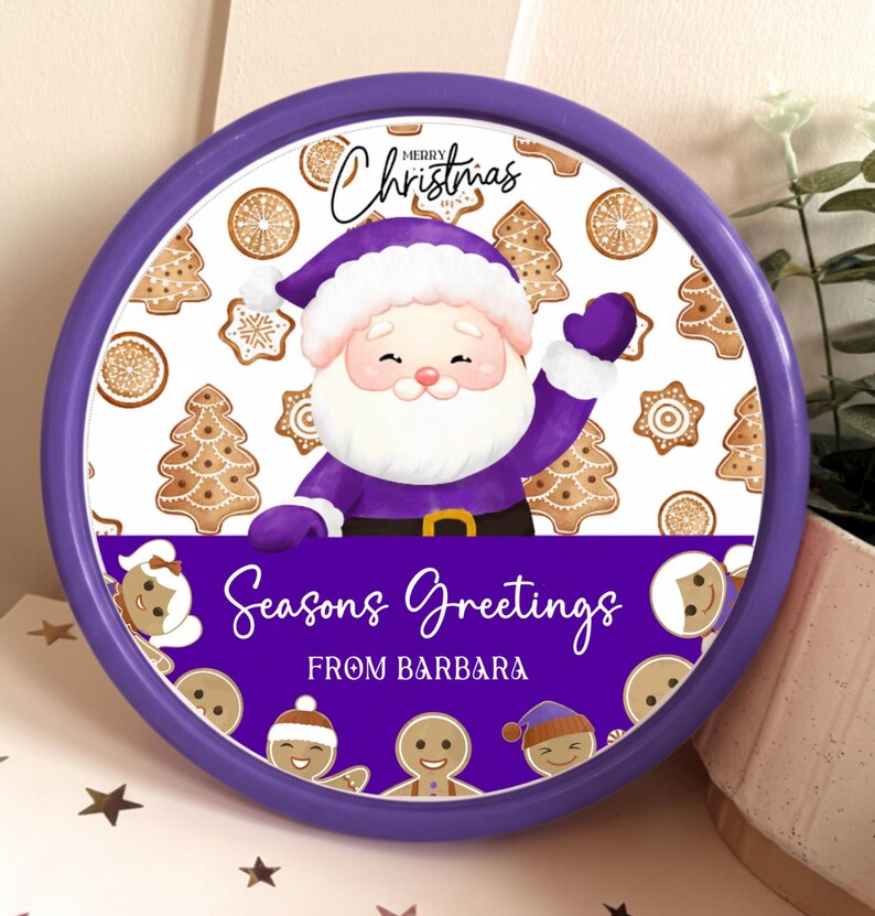 Personalized Christmas Chocolate Tub Stickers | Custom Santa Labels for ...