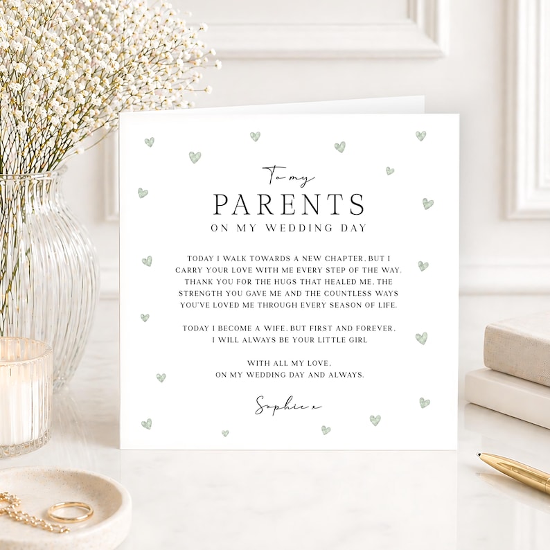 Personalised Parents Wedding Day Card, to My Parents on My Wedding Day ...