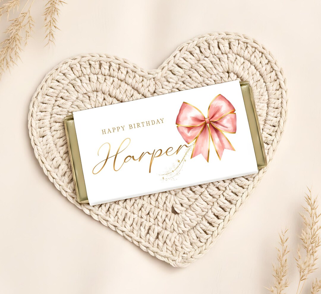 Personalized Bow Chocolate Wrapper, Birthday, Valentines, Wedding ...