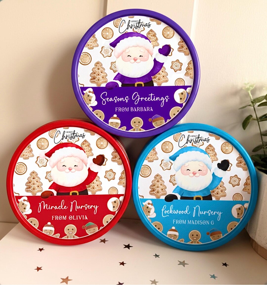 Personalized Christmas Chocolate Tub Stickers | Custom Santa Labels for ...