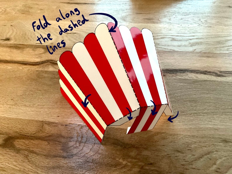 Printable Popcorn Box, Instant Download, Carnival Popcorn, Red & White ...