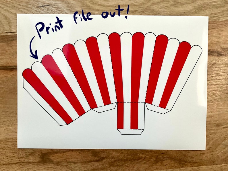 Printable Popcorn Box, Instant Download, Carnival Popcorn, Red & White ...