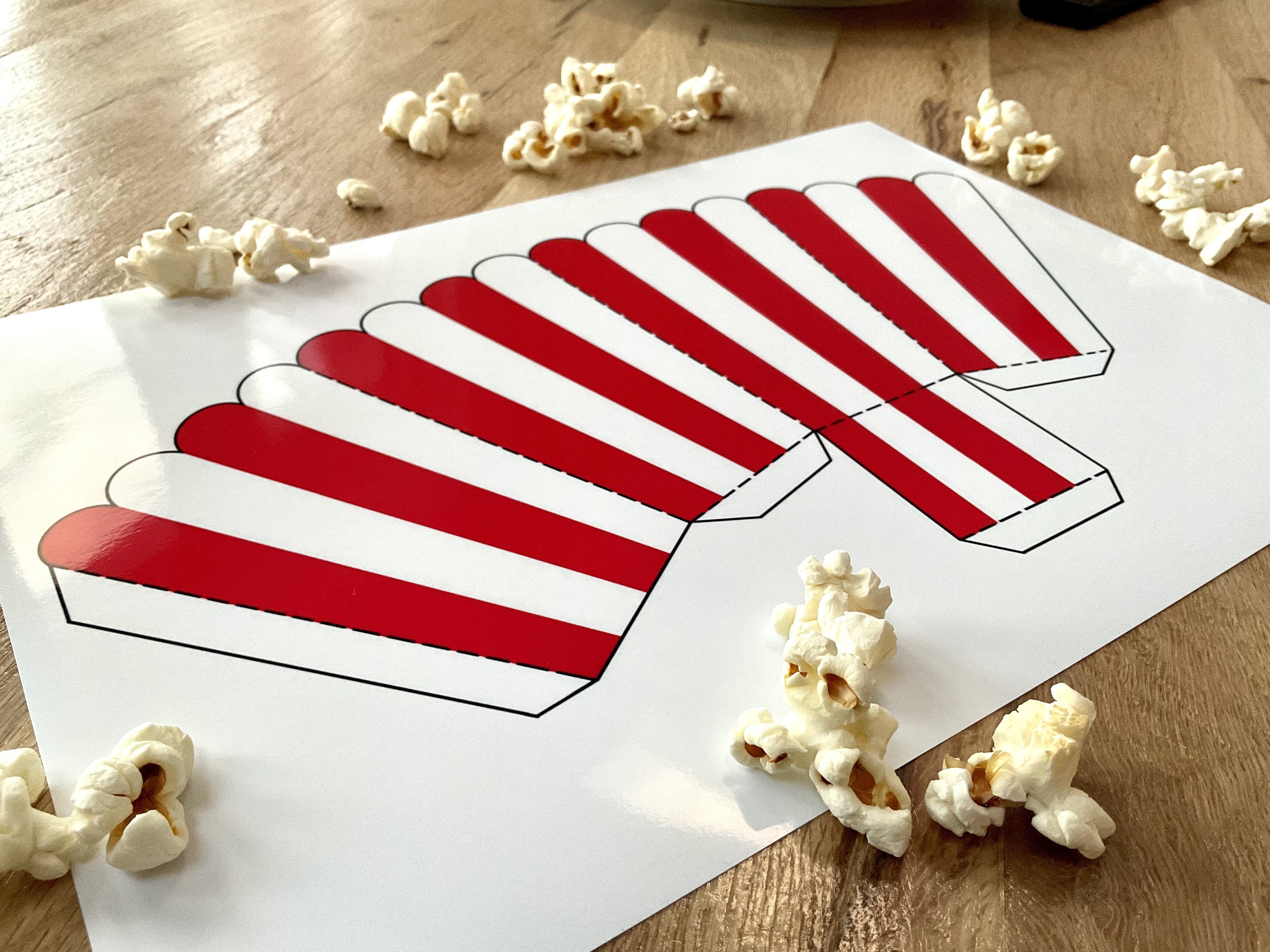 Printable Popcorn Box, Instant Download, Carnival Popcorn, Red & White ...