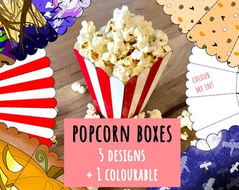 Printable Popcorn Box, Instant Download, Carnival Popcorn, Red & White ...