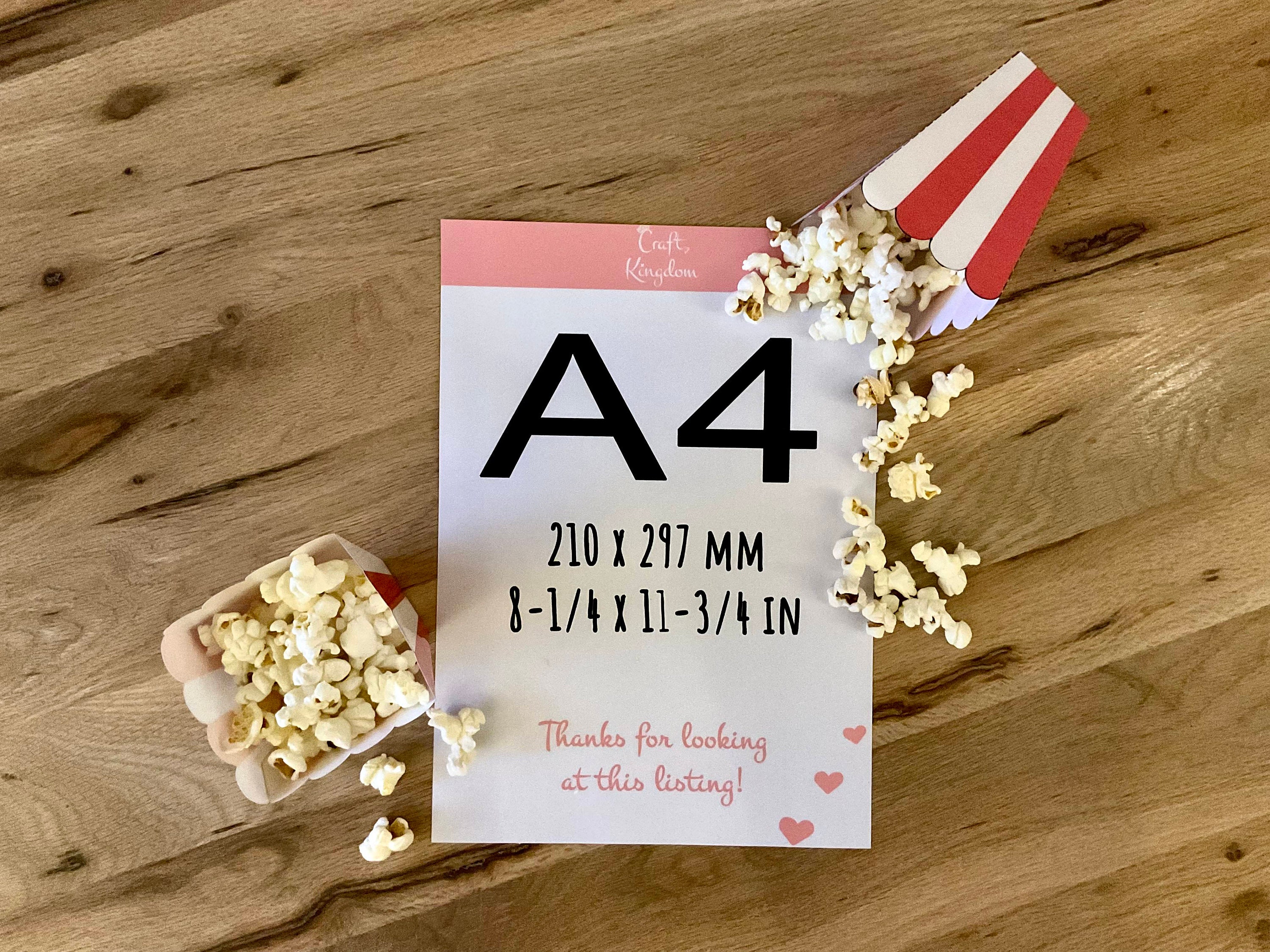 Printable Popcorn Box, Instant Download, Carnival Popcorn, Red & White ...