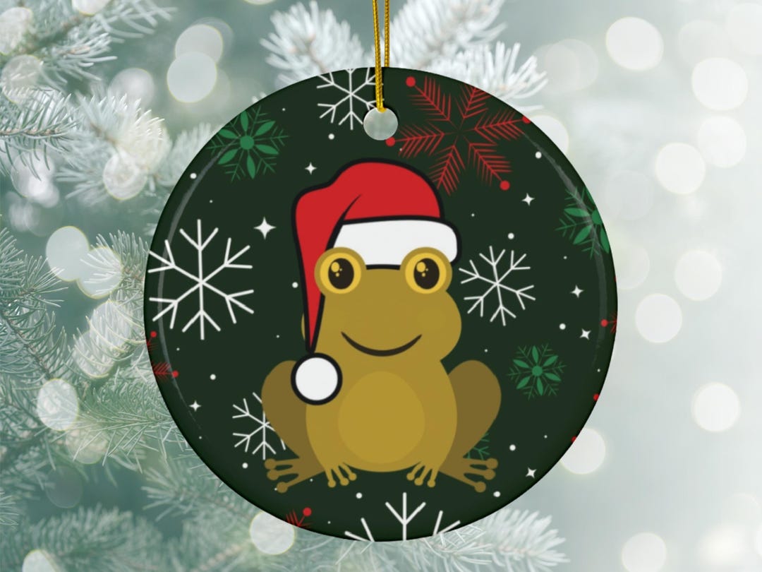 PUERTO RICO COQUÍ With Santa Hat Ceramic Ornament Cute Christmas Tree ...