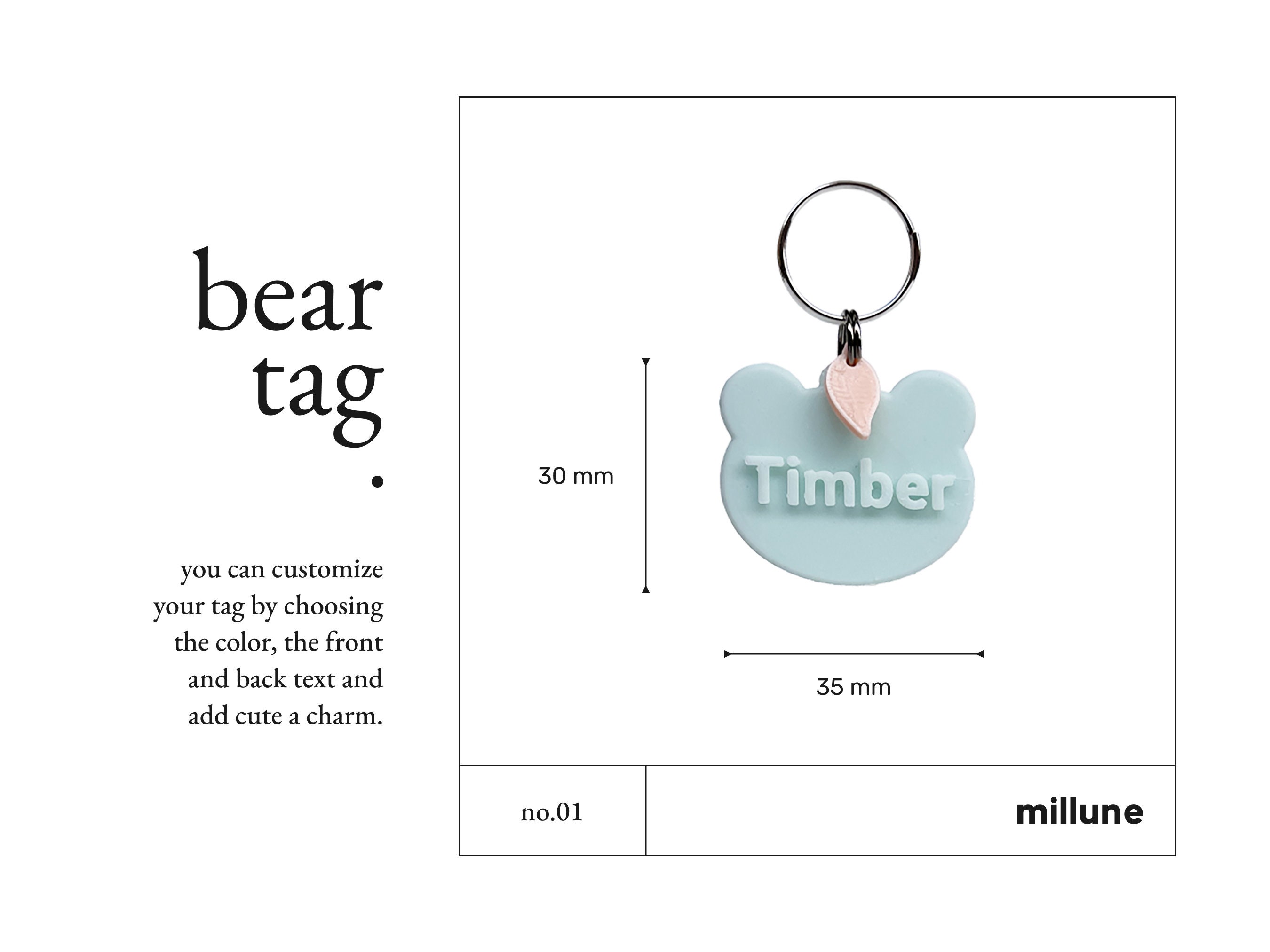Bear Pet Tag Lightweight Custom 3D Printed Tags - Etsy