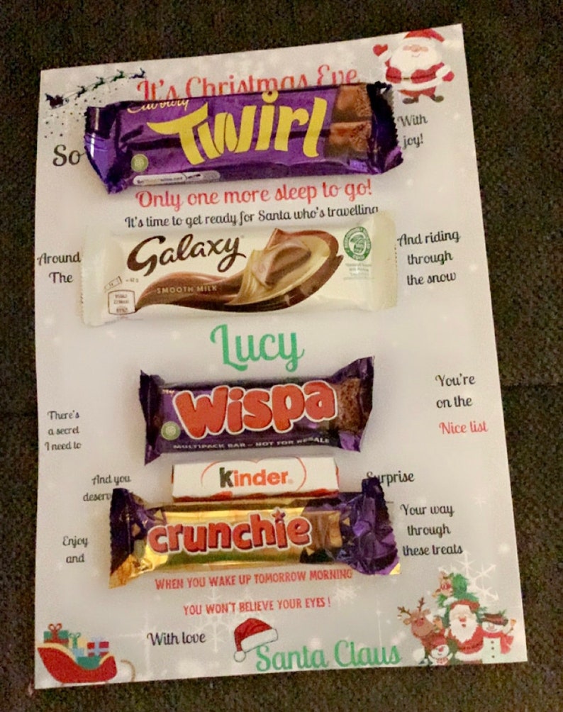 Christmas Eve Chocolate Card - Etsy