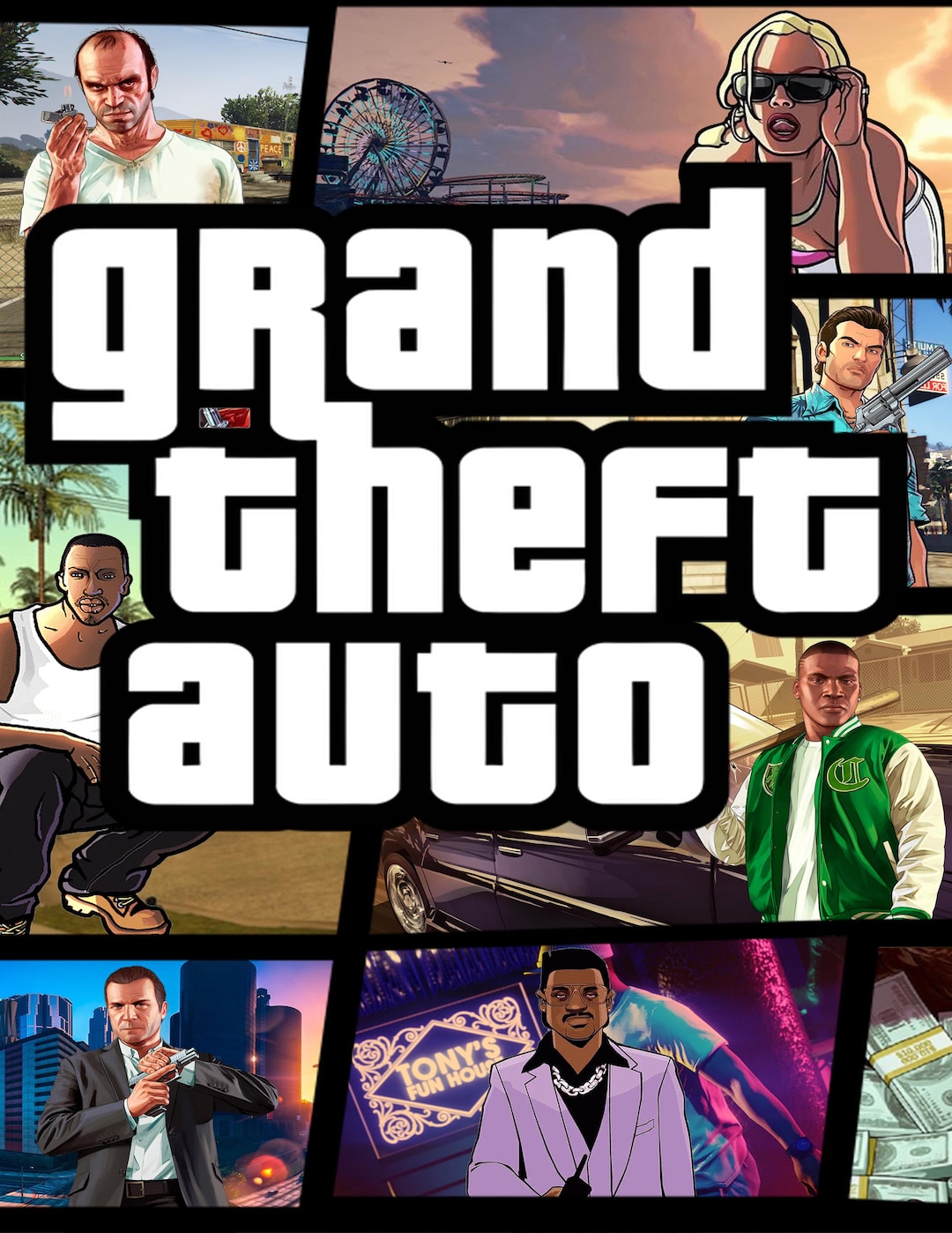 Grand Theft Auto Poster, GTA Wall Art, Rolled Canvas Print, Video Game ...