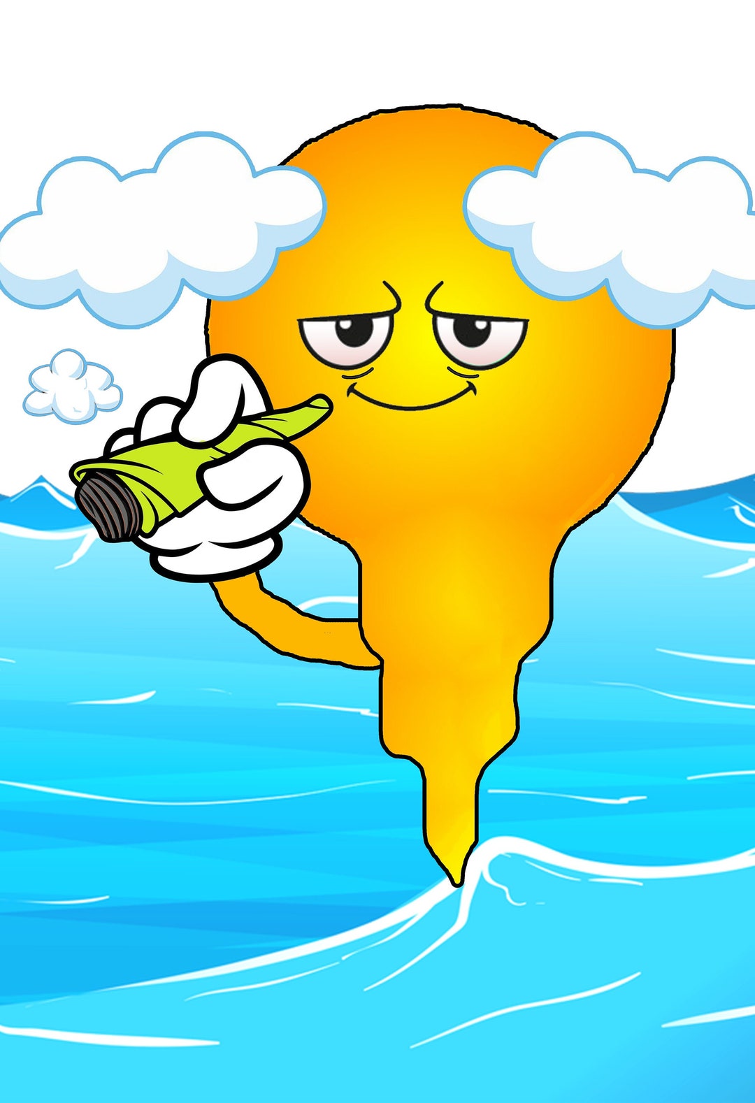 Ben Sun Smoking Poster, Sun Cartoon Wall Art, Rolled Canvas Print ...