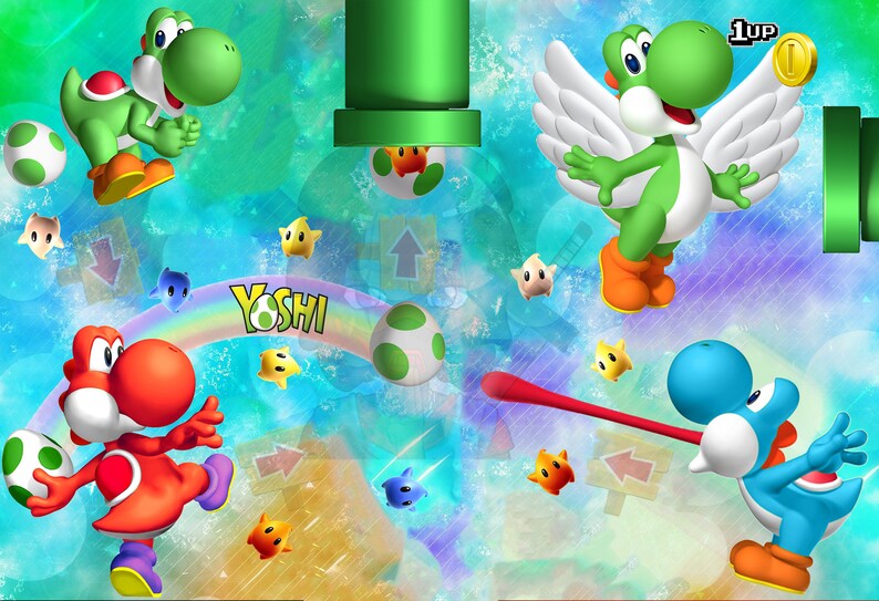 Yoshi Evolution Poster, Super Mario Bros. Poster Wall Art, Rolled ...