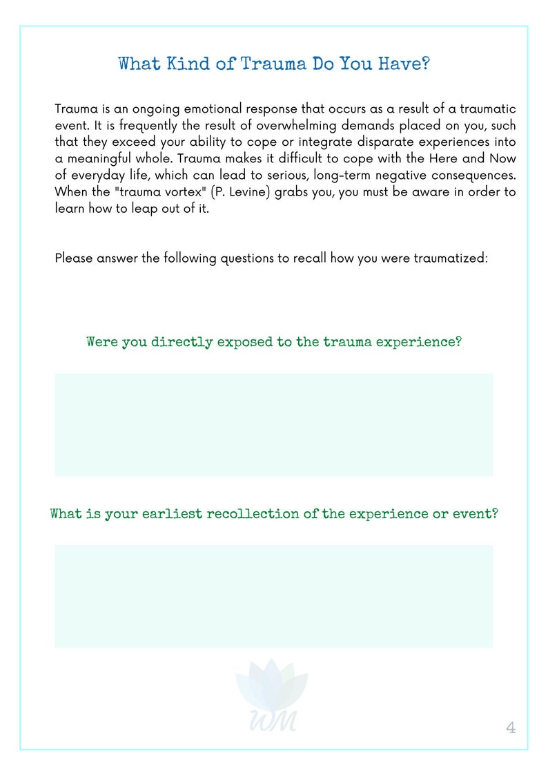 Understanding Your Trauma Workbook - Etsy