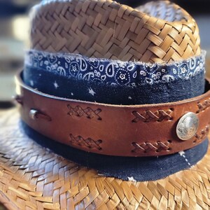 Cocoa Straw Cowboy Hat Featuring Distressed Vintage Leather Hatband ...