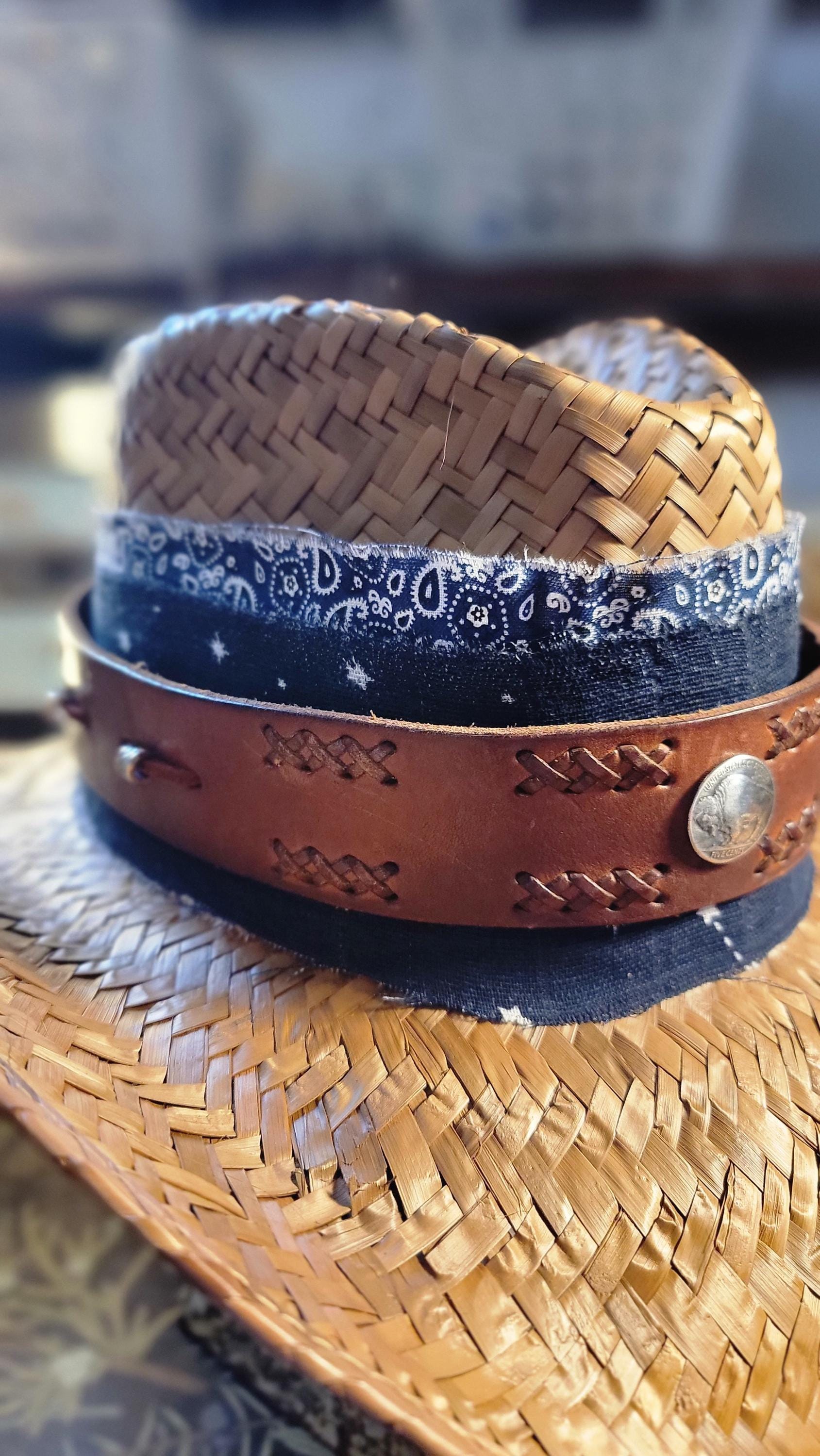 Cocoa Straw Cowboy Hat Featuring Distressed Vintage Leather Hatband ...