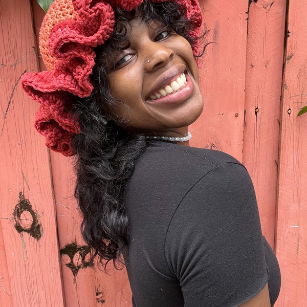 Ruffle Flower Hat - Etsy