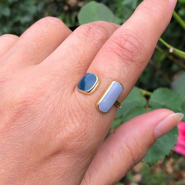Blue Stone Gold Ring - Etsy
