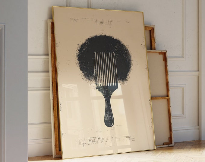Vintage Afro Hair Comb Digital Printable Wall Art, African Poster ...