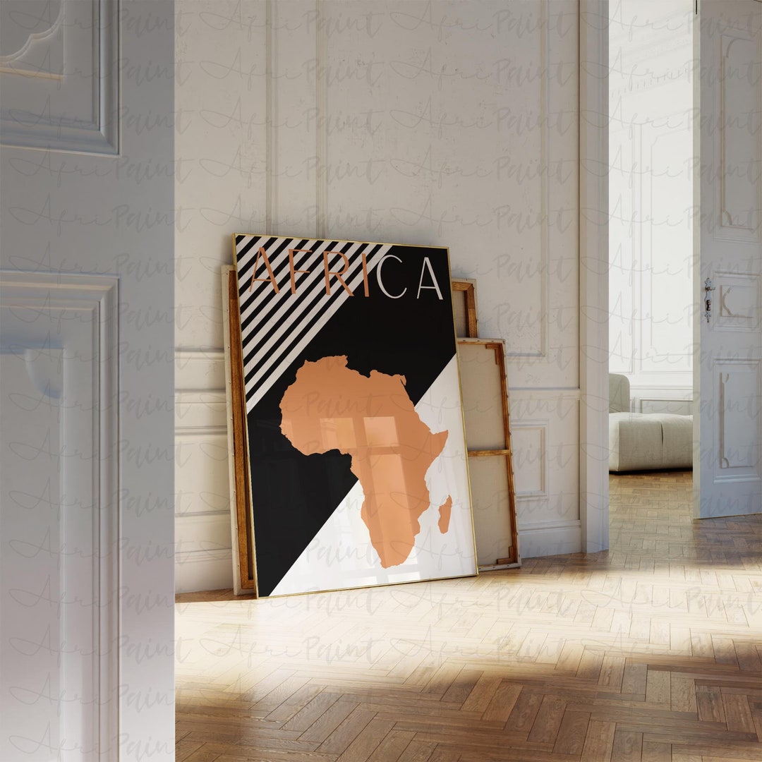 AFRICAN MAP Mid-century Modern Poster African Retro Style Wall Art ...