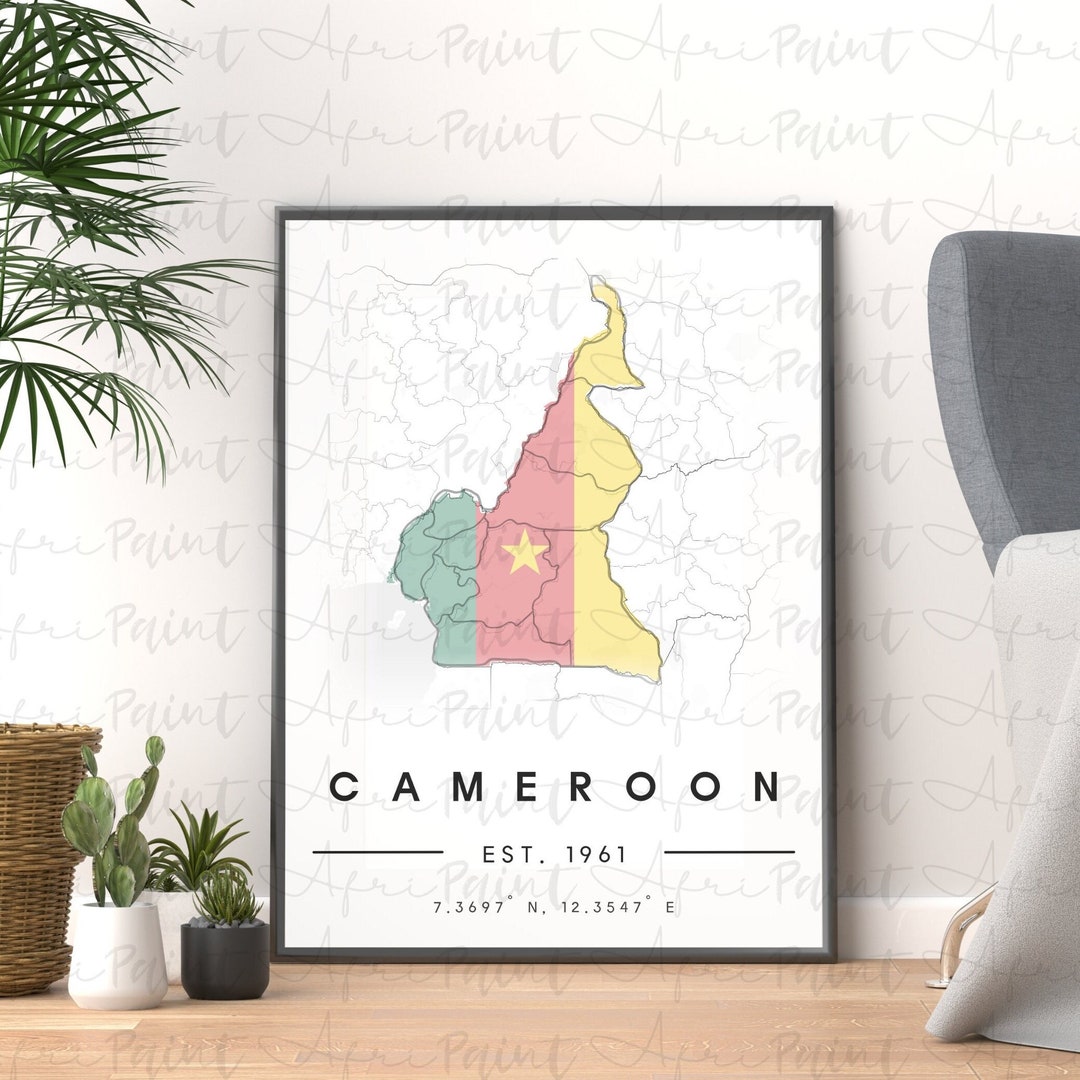 CAMEROON Map Poster| Cameroon Poster Printable Art Digital Download ...