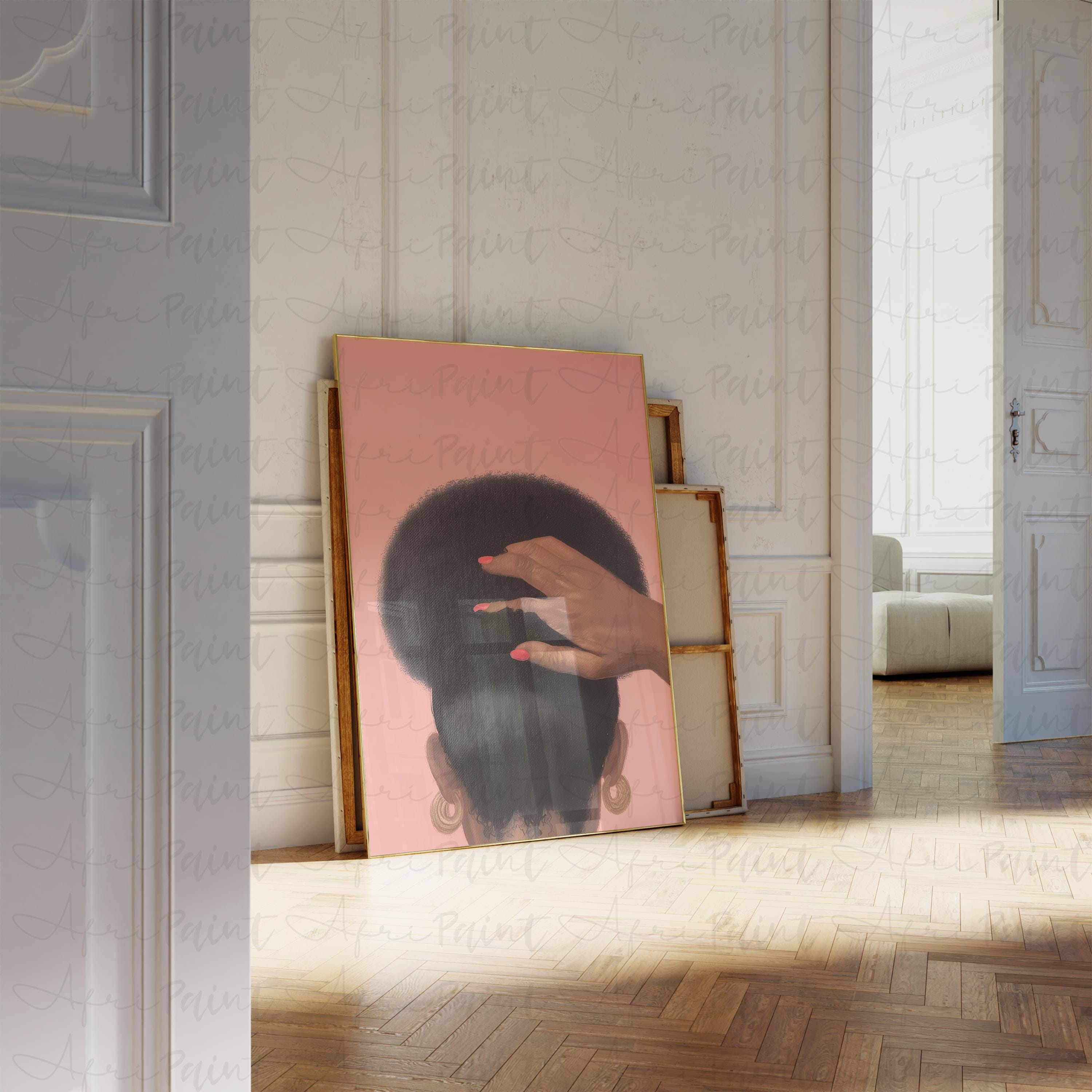 Afro Puff Wall Art Print, Black Woman Wall Decor, African American ...