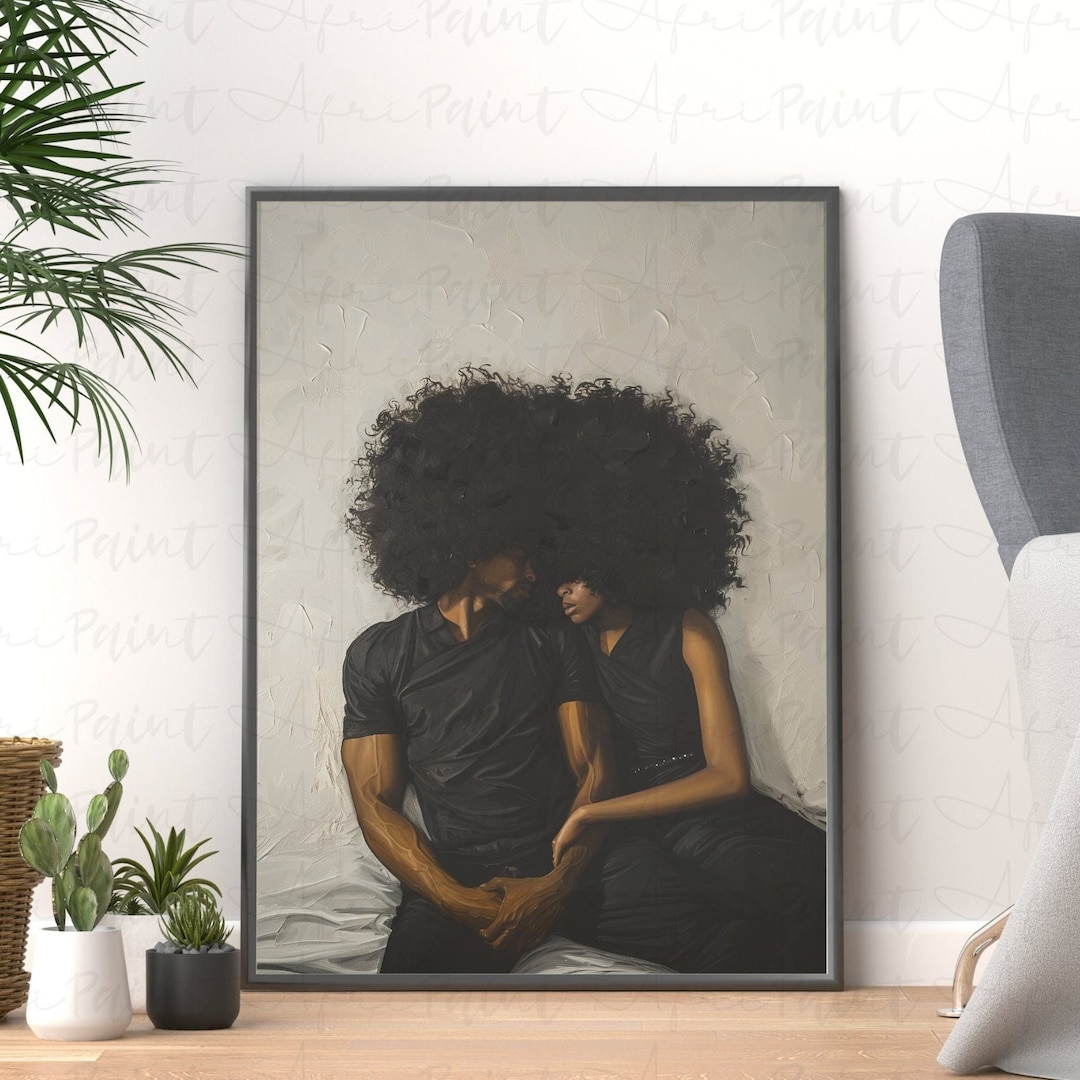 Afro Connection Digital Printable Wall Art, Black Couple Poster, Romantic Couples, Black Man ...
