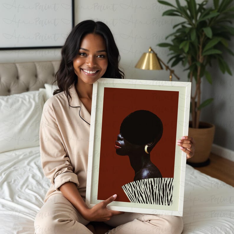 Afro Surreal Abstract African Woman Wall Art, African American Art ...