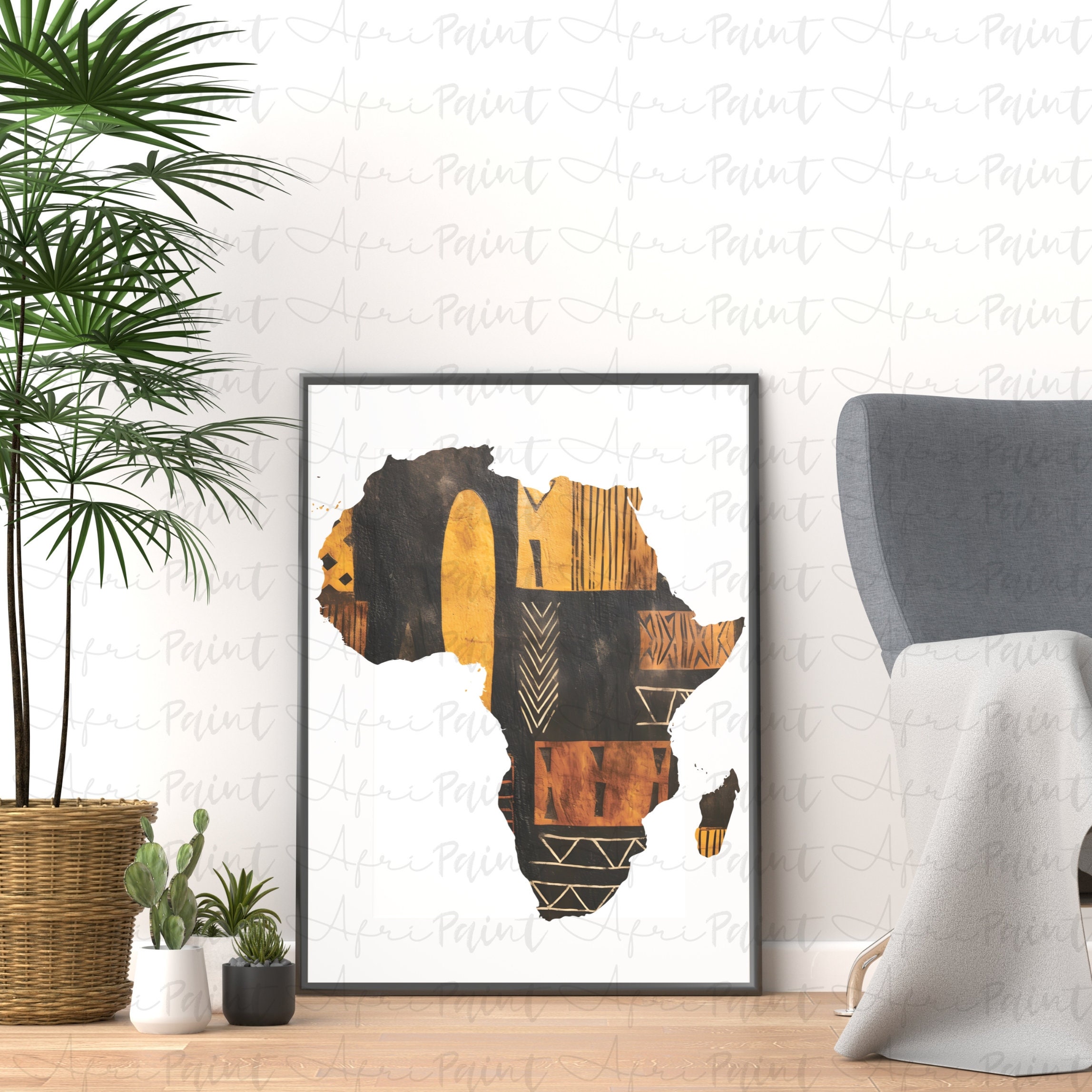 African Map Poster Print Mud Cloth African Wall Art African Art Poster ...