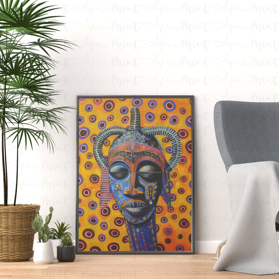 Abstract African Tribal Mask Wall Art, Afrocentric Art, African Art ...