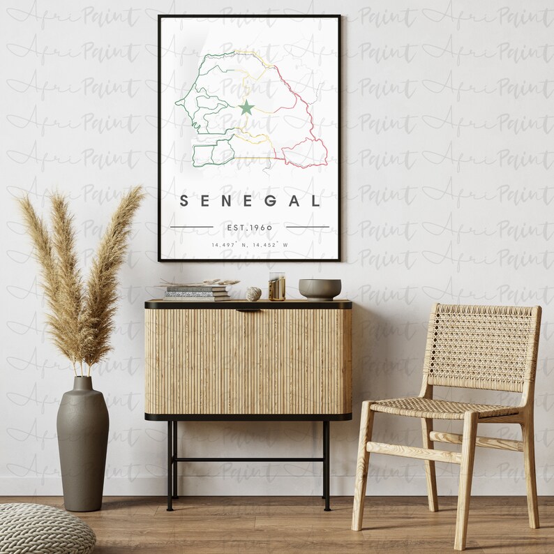 SENEGAL Map Poster Print Senegalese Poster Printable Art Download African Minimalist Wall Art ...
