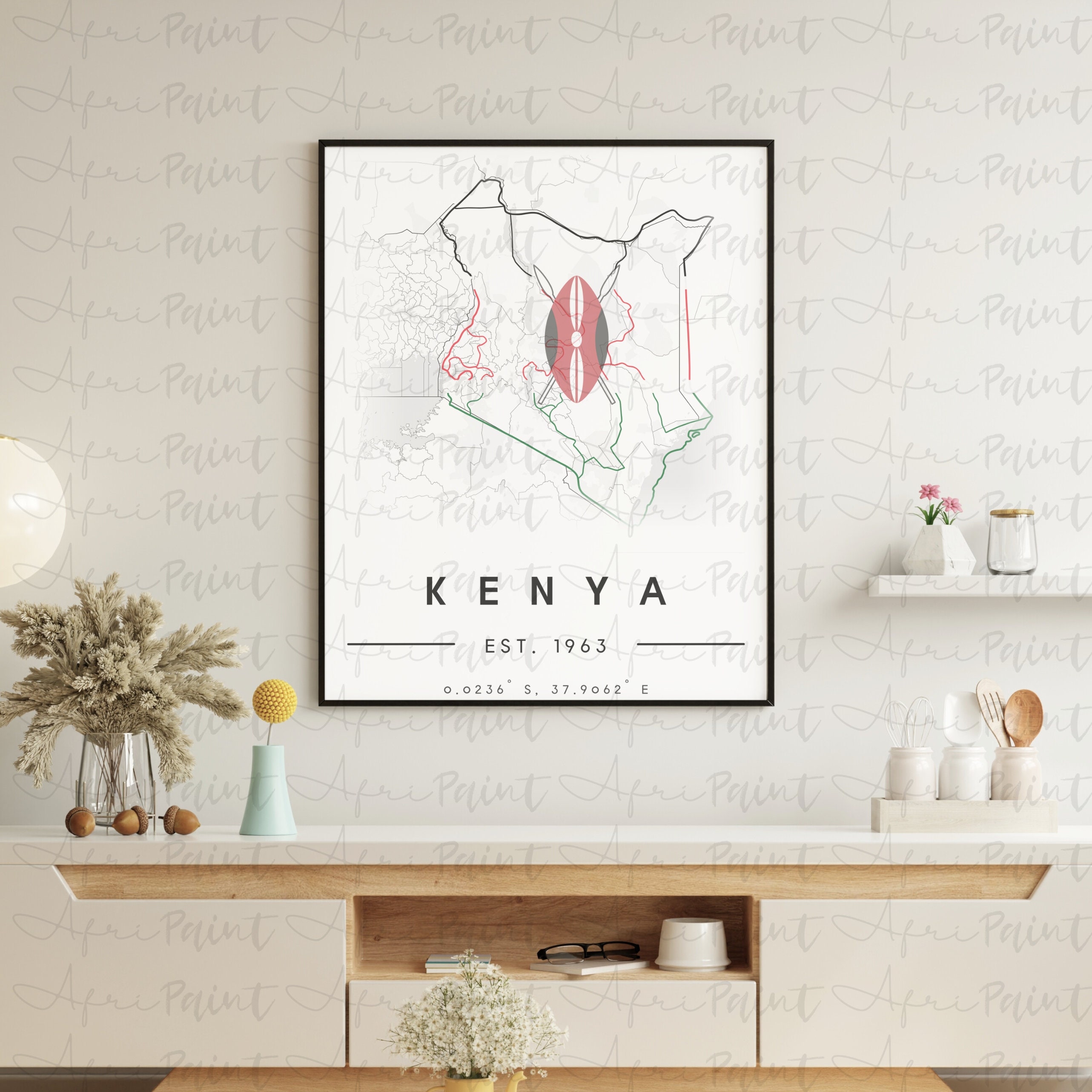 KENYA Map Digital Printable Poster East Africa Poster - Etsy