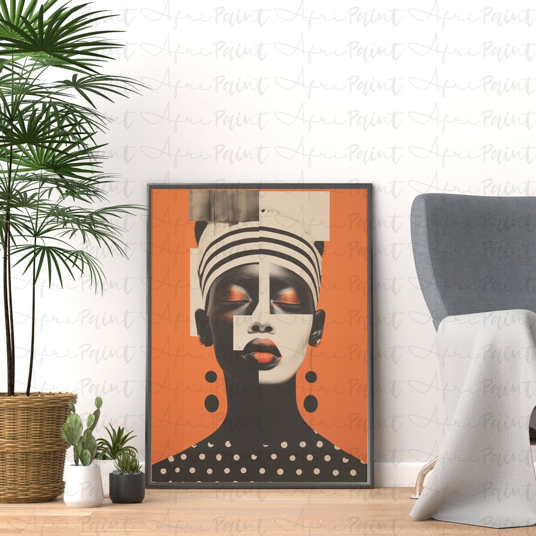 African Vibrant Art Deco, African Woman Portrait, Digital Wall Art ...
