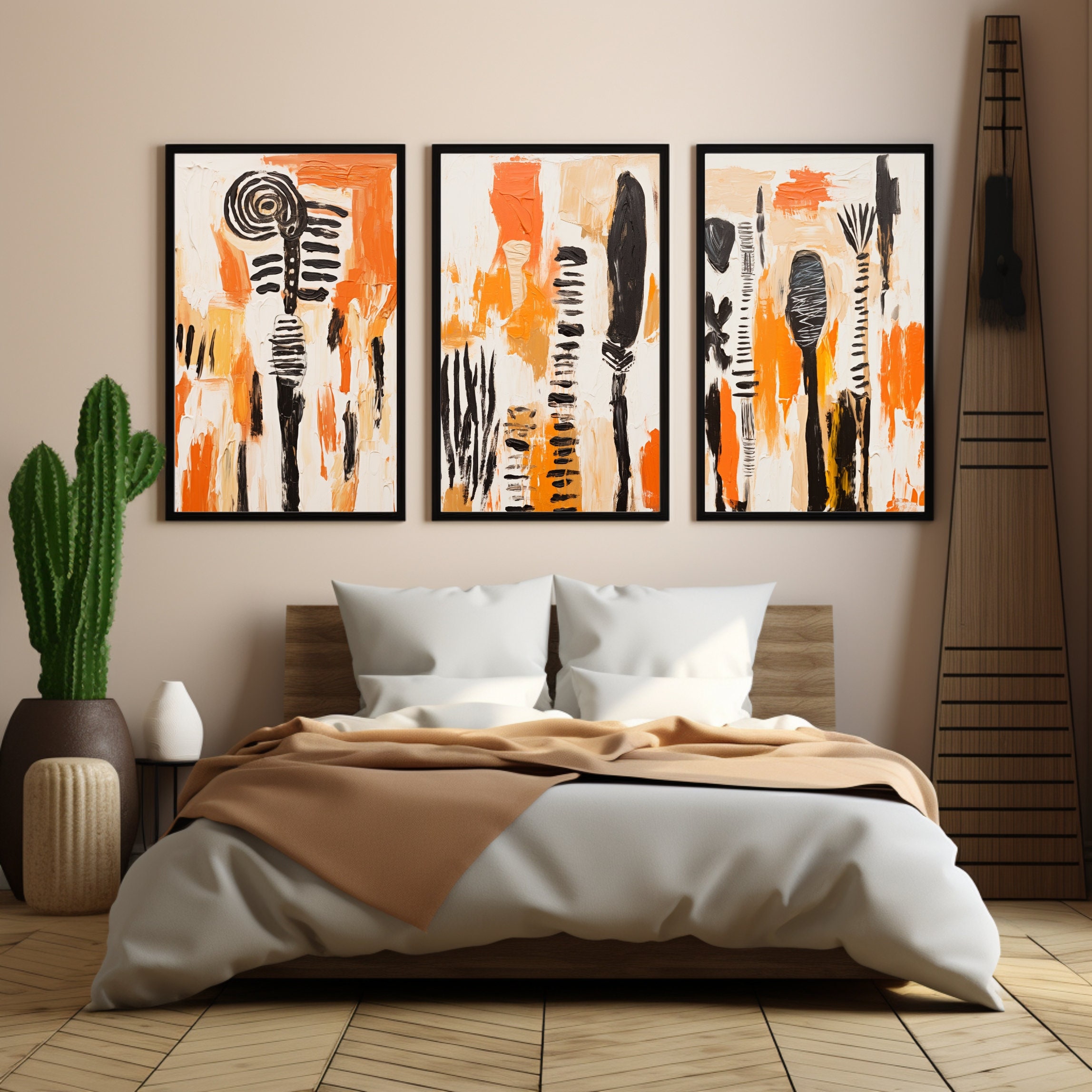 Set of 3 African Tribal Abstract Patterns Digital Printable Wall Art ...