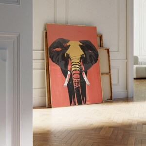 Abstract African Elephant Digital Printable Wall Art, Elephant Painting ...