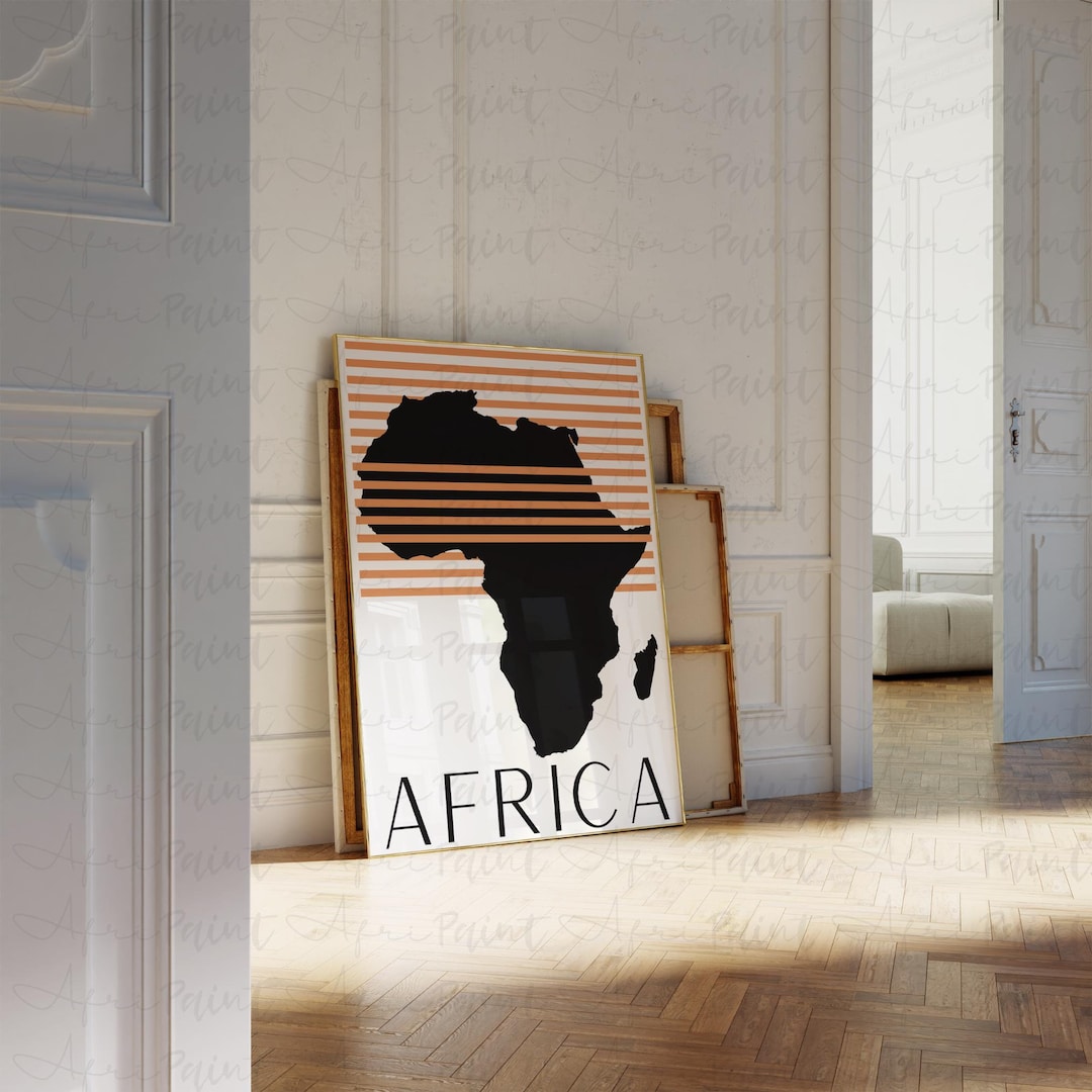 AFRICAN MAP Mid-century Style Poster, Retro Wall Art With Geometric ...