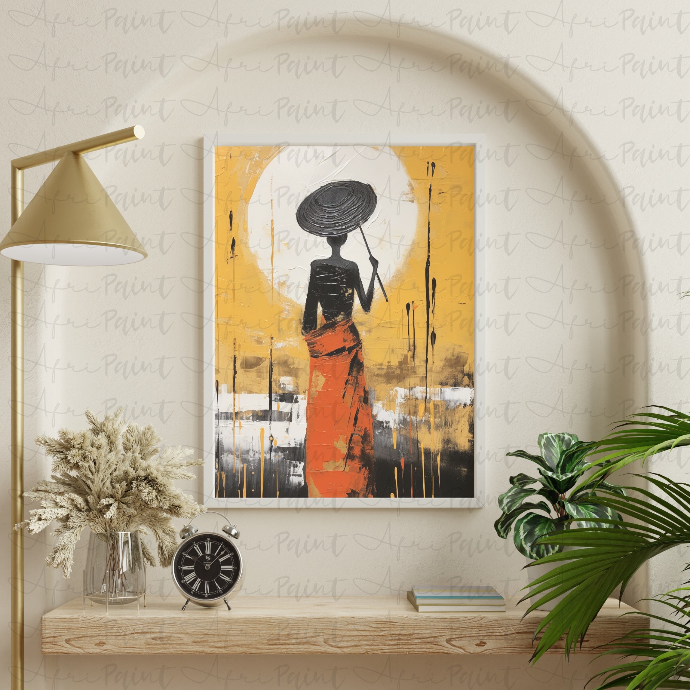 Traditional African Art Digital Printable Wall Art, Textured Oil ...