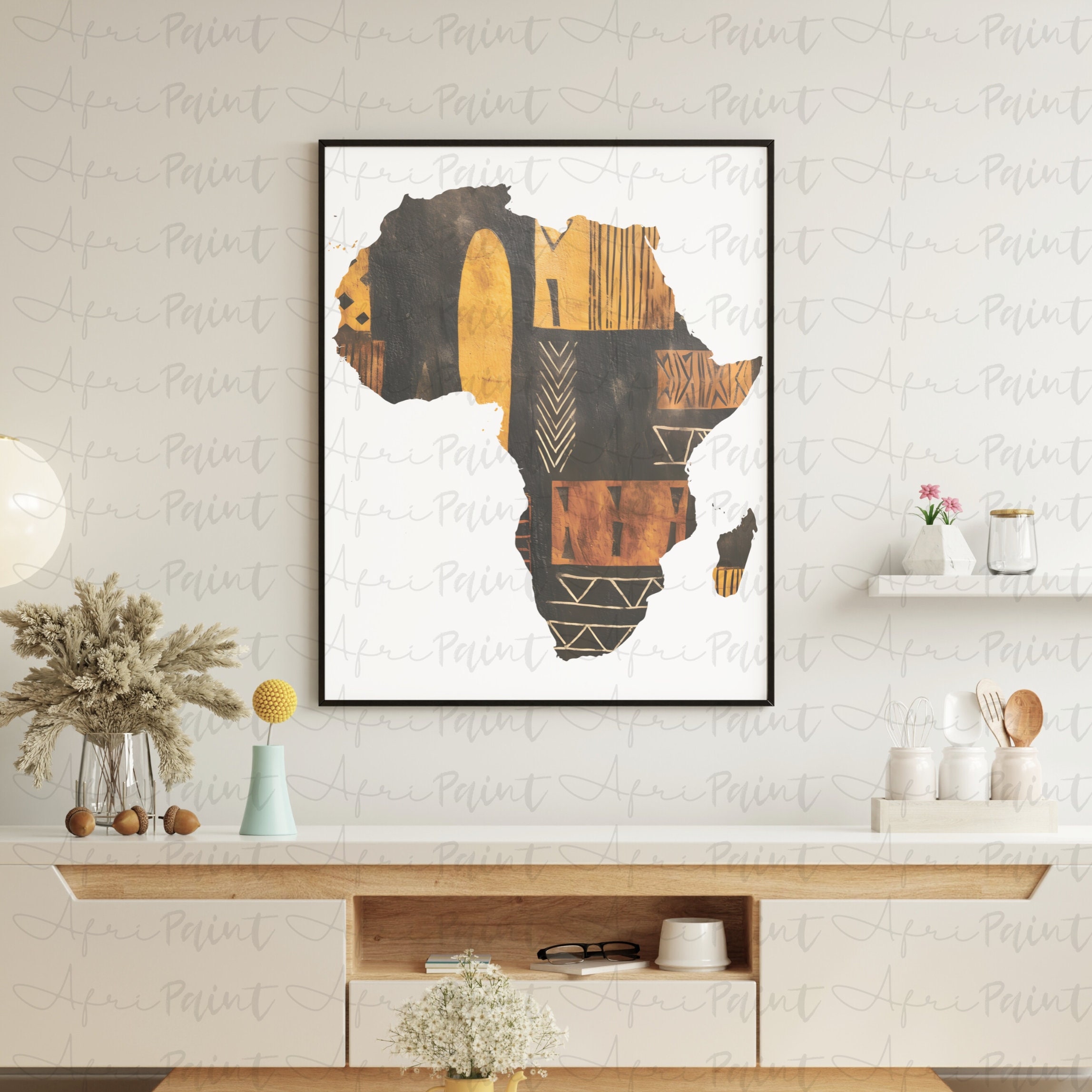 African Map Poster Print Mud Cloth African Wall Art African Art Poster ...