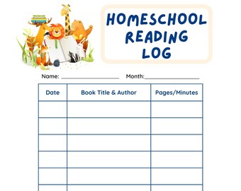 Reading Log PRINTABLE for Elementary Students Class Room, Home School ...