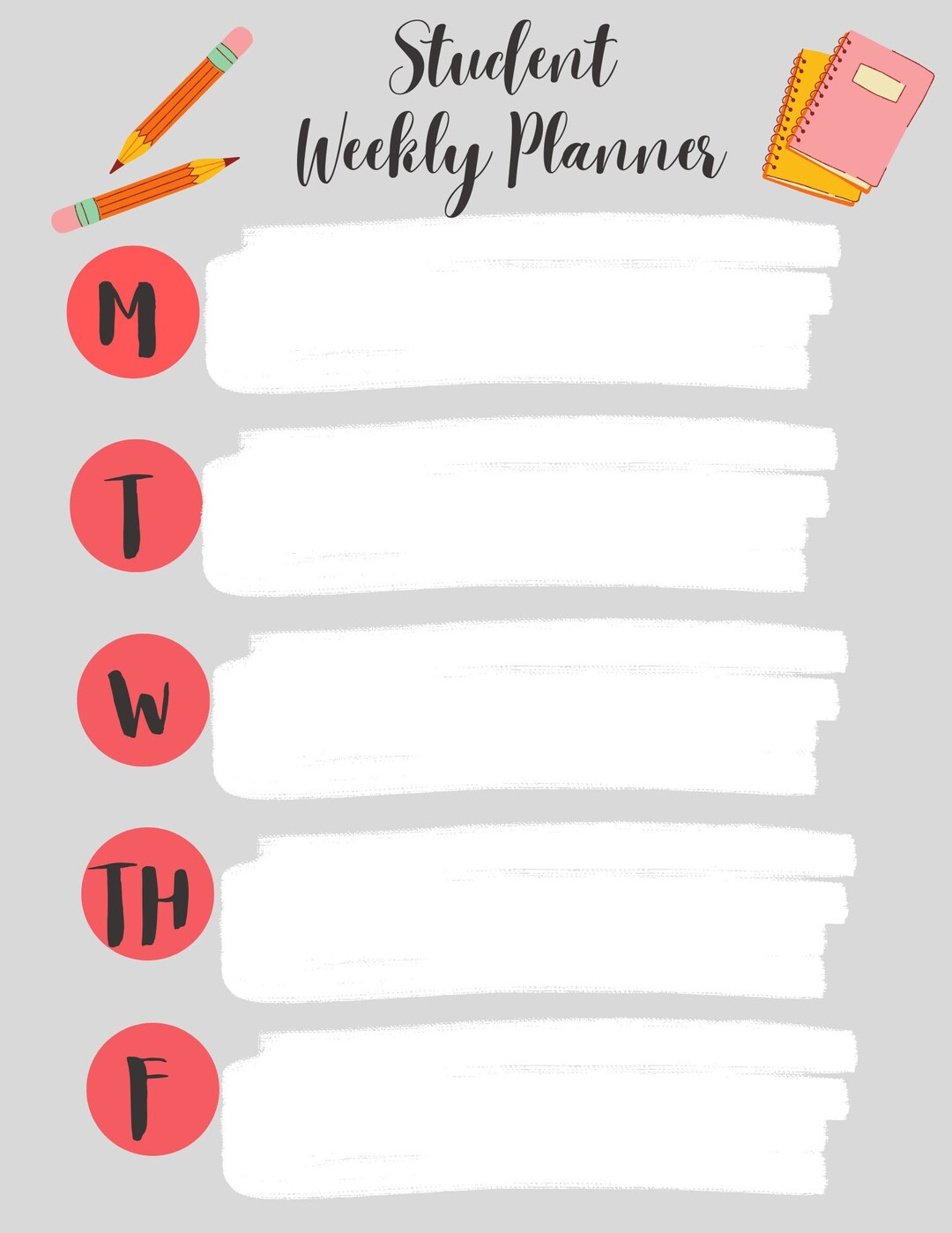 Student Weekly Planner Digital Download - Etsy