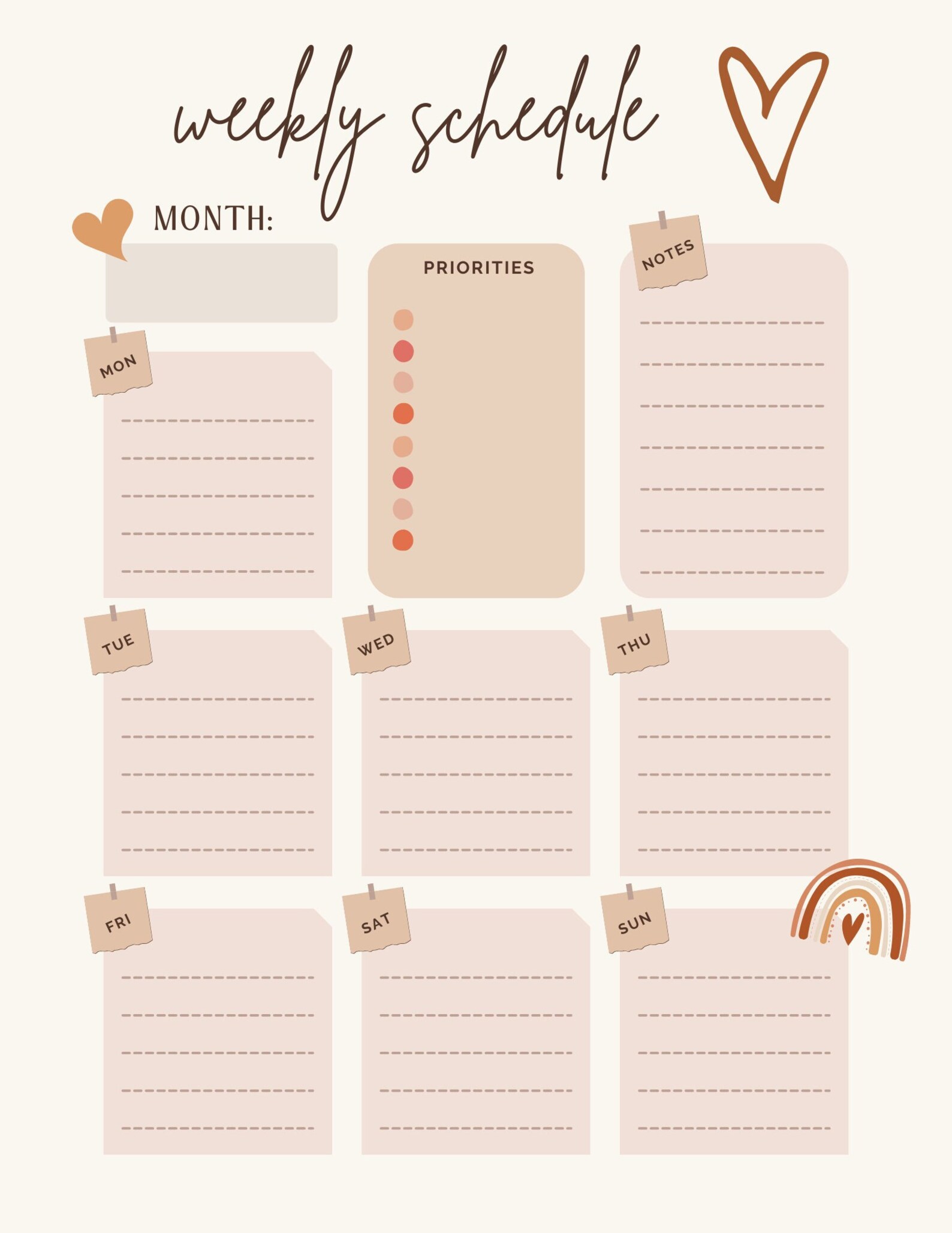 Weekly Schedule Digital Download - Etsy