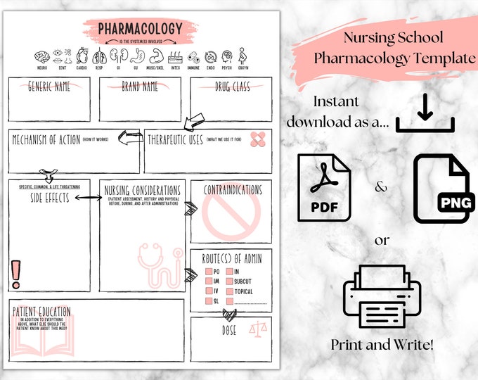 FILLABLE Nursing School Pharmacology Template Printable Pharmacology ...