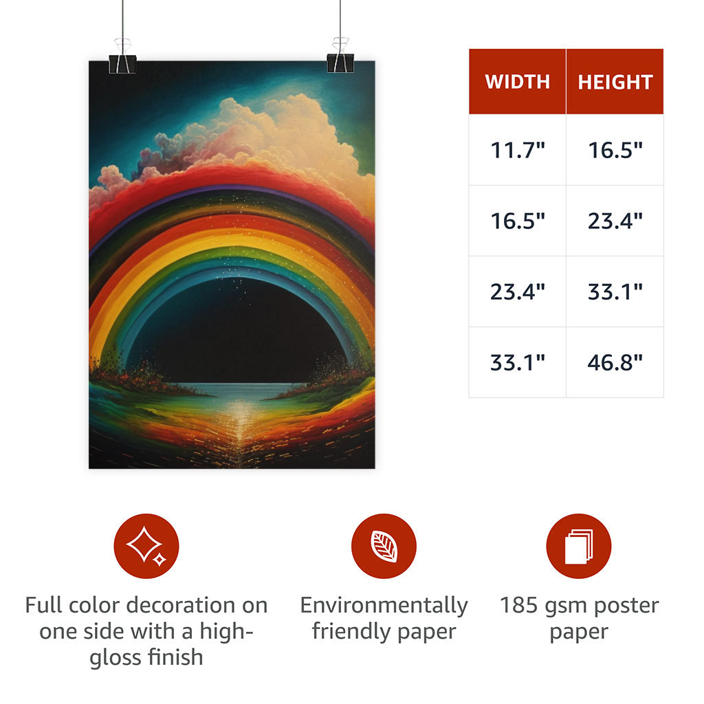 Rainbow Glossy Poster Colorful High-gloss Wall Art Vibrant Home Decor ...