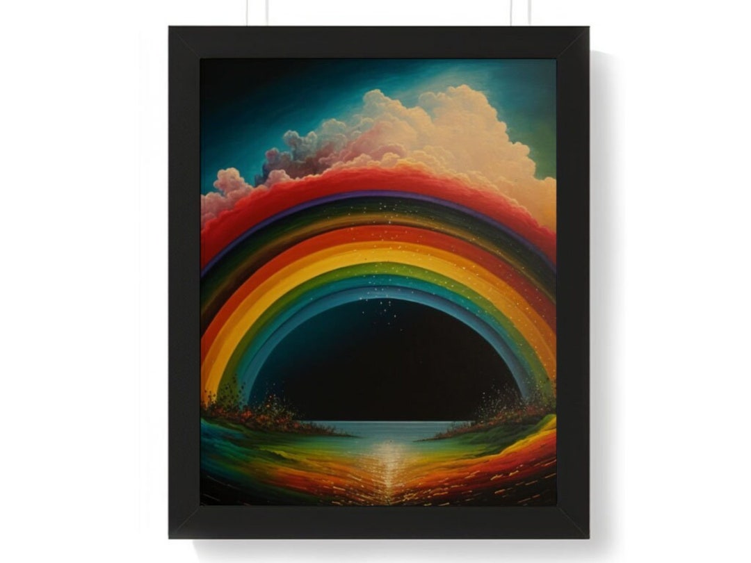 Cool Rainbow Framed Vertical Poster - Cute Art Print - Printed Wall ...