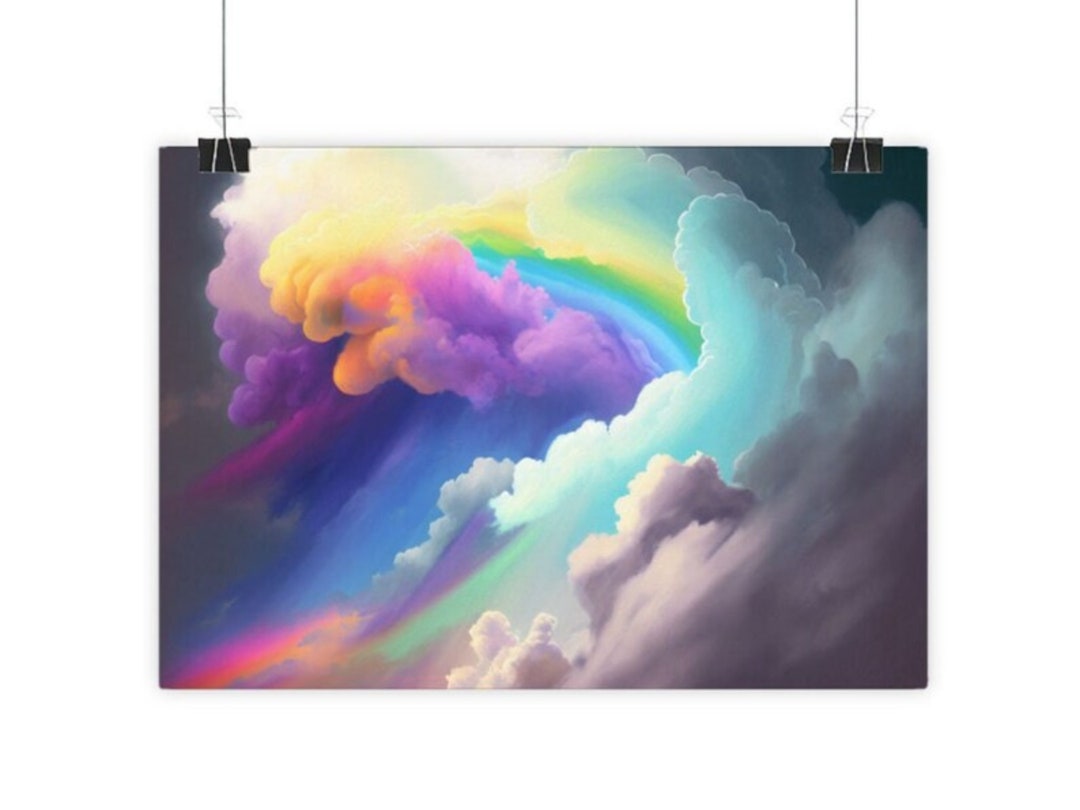 Rainbow Cloud Poster - Colorful Nursery Wall Art - Kids Room Decor ...