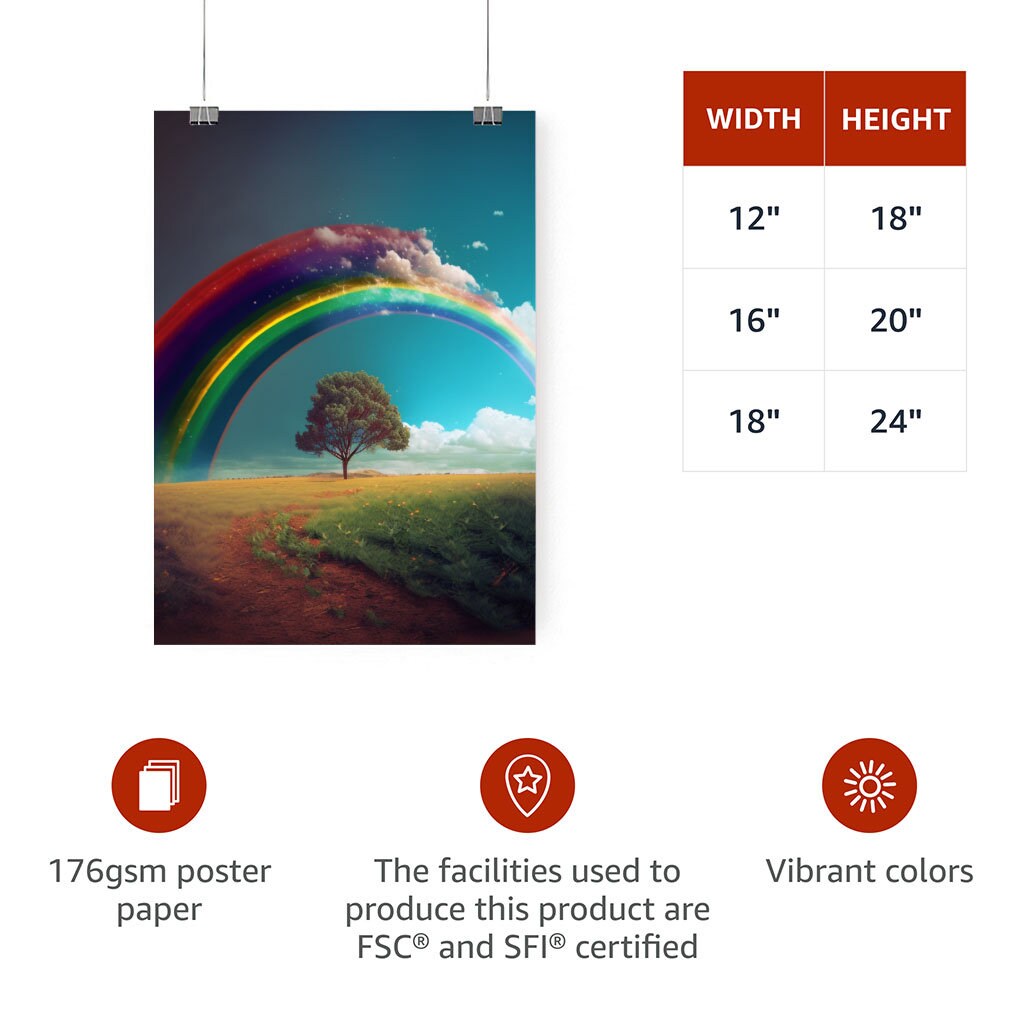 Rainbow Vertical Poster Colorful Wall Art Print Vibrant Home Decor - Etsy